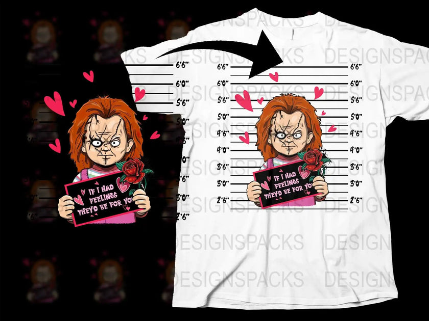 Chucky Valentine's Day Mugshot Graphic Png Digital Download
