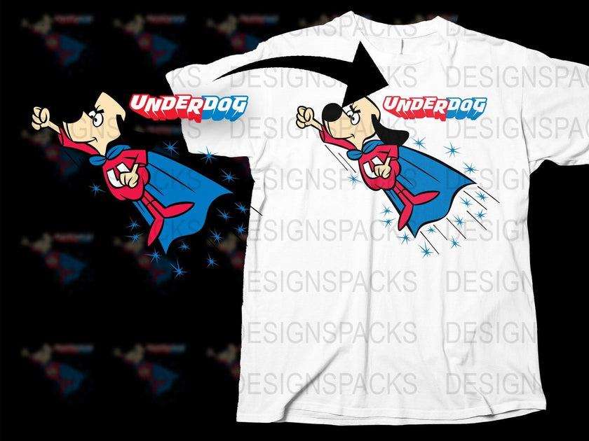 Underdog Cartoon Character Flying Superhero Graphic Png Digital Downlo