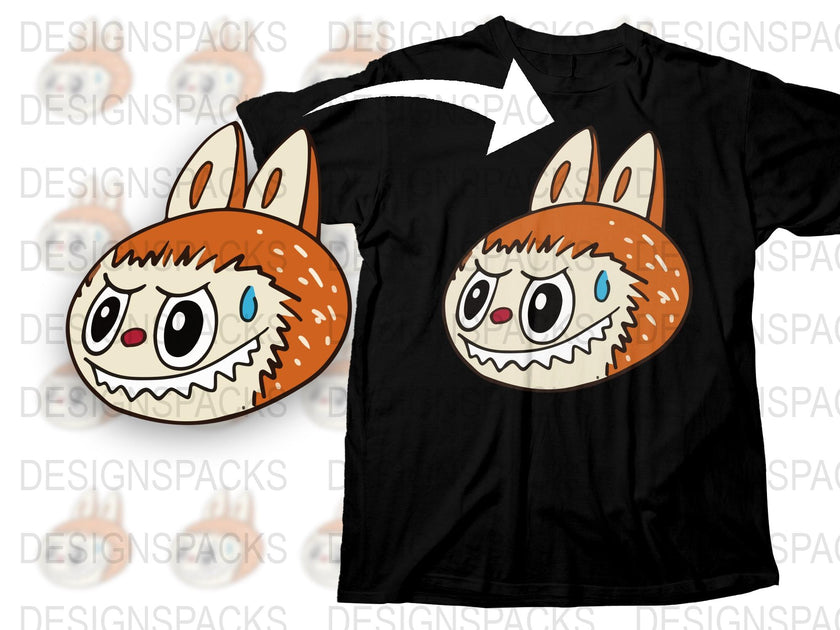 Labubu Cartoon Fox With Teeth and Tear Graphic Image Png Digital Downl