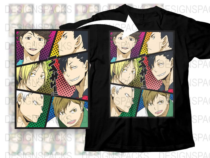 Haikyuu Anime Colorful Characters Graphic Png Digital Download