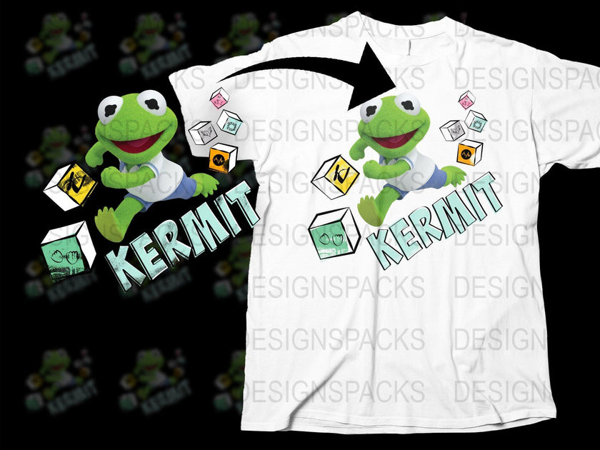 Playful Kermit Graphic Design Png Digital Download