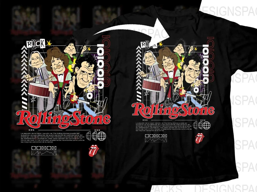 Rock Rolling Stone Cartoon Band Members Funny Caricature Png Digital D