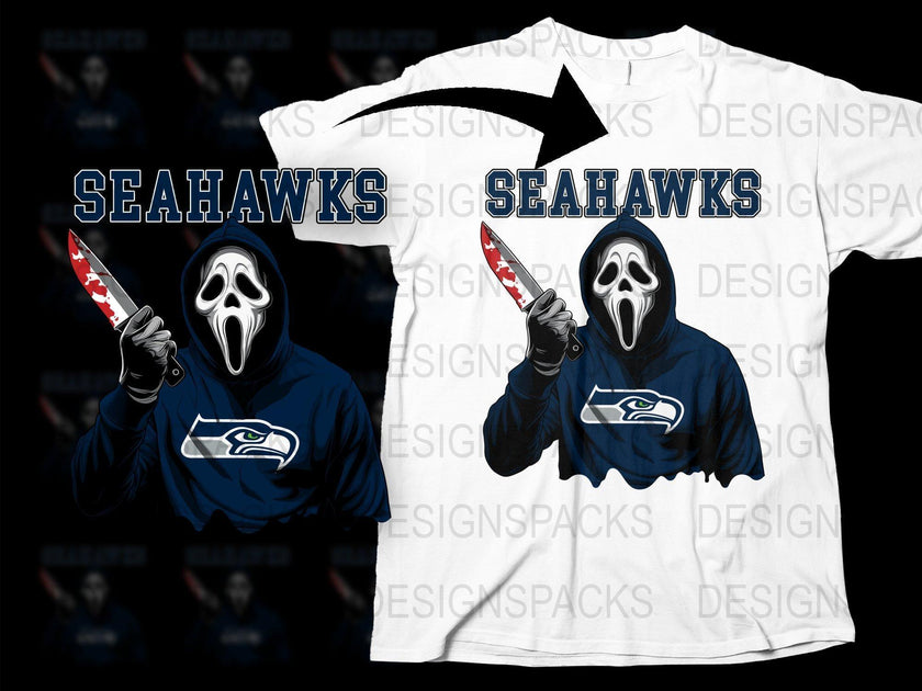 Ghostface Seahawks Horror Fan Art Graphic Png Digital Download