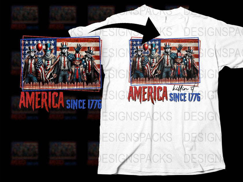 America Killin It Since 1776 Horror Team Patriotic Png Digital Downloa