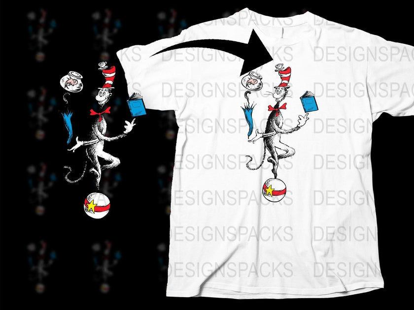 Whimsical Cat Balancing Act Design Png Digital Download