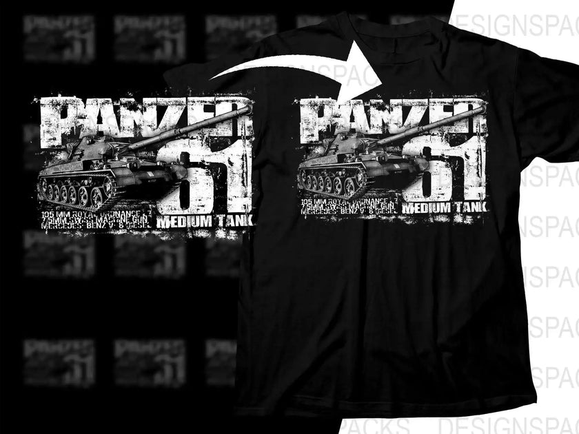 Panzer 61 Military Tank Graphic Print Png Digital Download