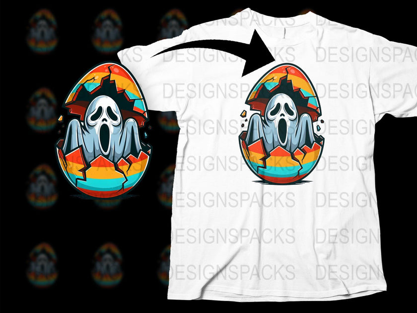 Ghost Face Breaking Out of Easter Egg Png Digital Download