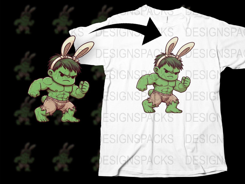 Hulk Easter Bunny Bunny Ears Cute Graphic Png Digital Download