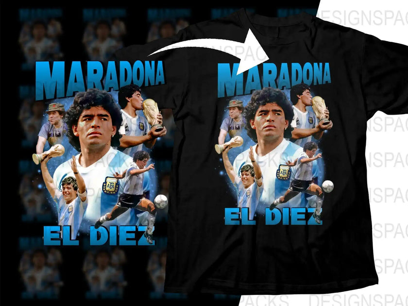 Tribute to El Diez Soccer Legend Maradona Soccer Png Digital Download