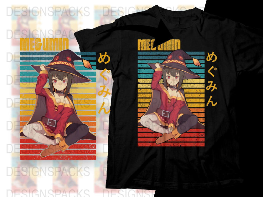 Megumin Vintage Stripes Design Anime Png Digital Download