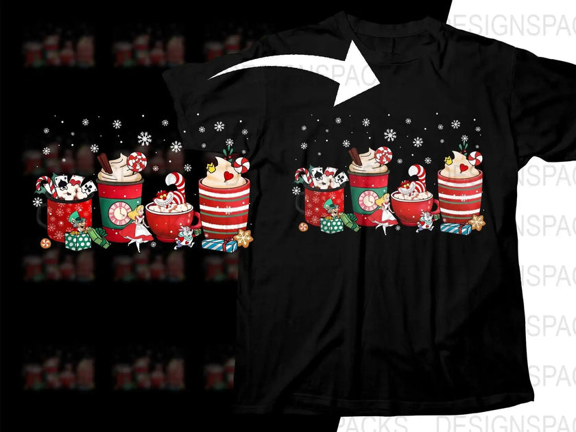 Disney Christmas Characters Hot Cocoa Png Digital Download