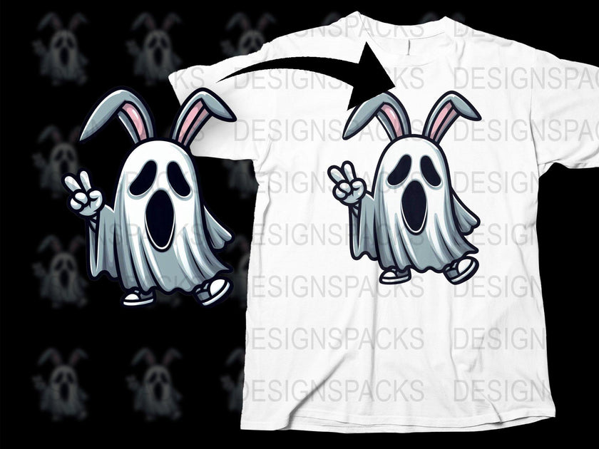Easter Bunny Ghost Cartoon Character Png Digital Download