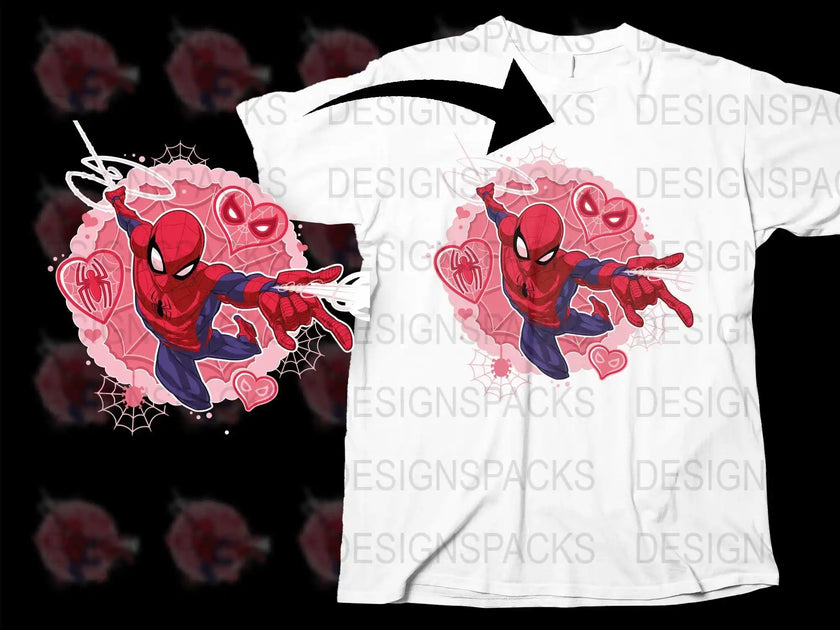 Valentine's Spider-Man Heart Design Png Digital Download – DESIGNSPACKS