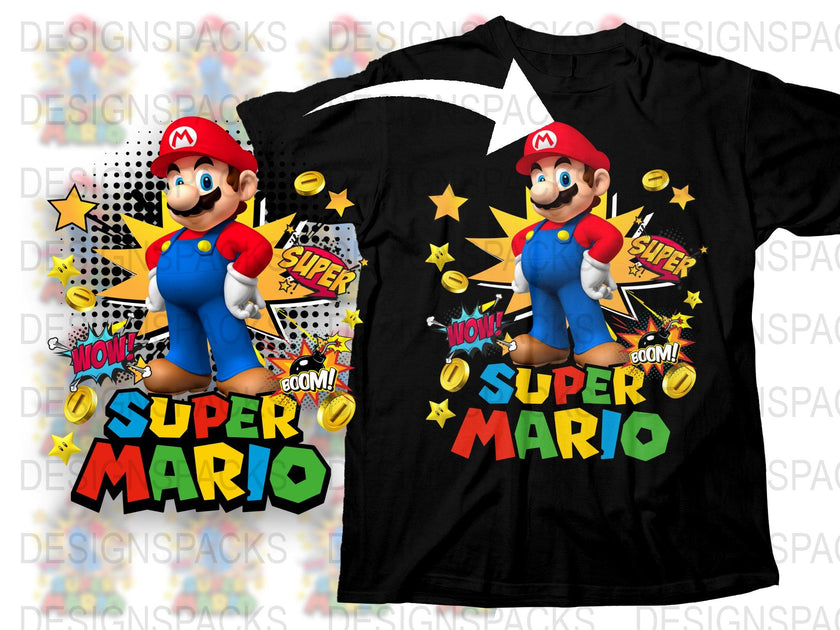 Colorful Super Mario Graphic Design Png Digital Download