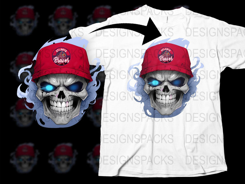 Atlanta Braves Skull Graphic Design Png Digital Download