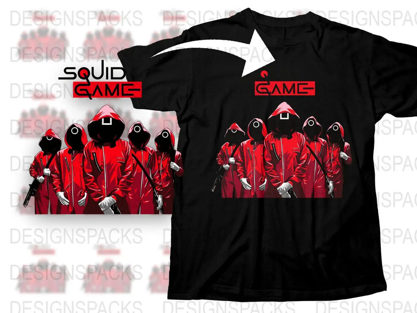 Squid Game Guards Illustration Red Uniforms Png Digital Download