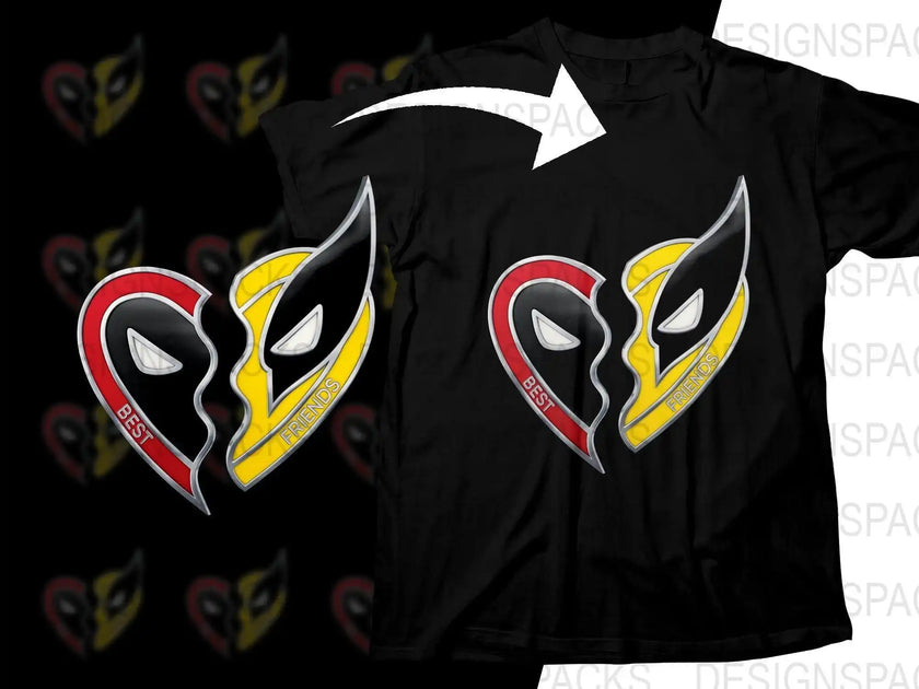 Unique Deadpool and Wolverine Split Design Png Digital Download