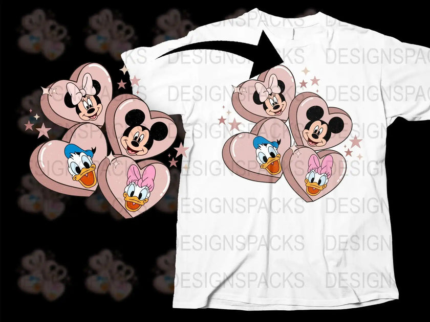 Valentine's Day Disney Character Heart Png Digital Download