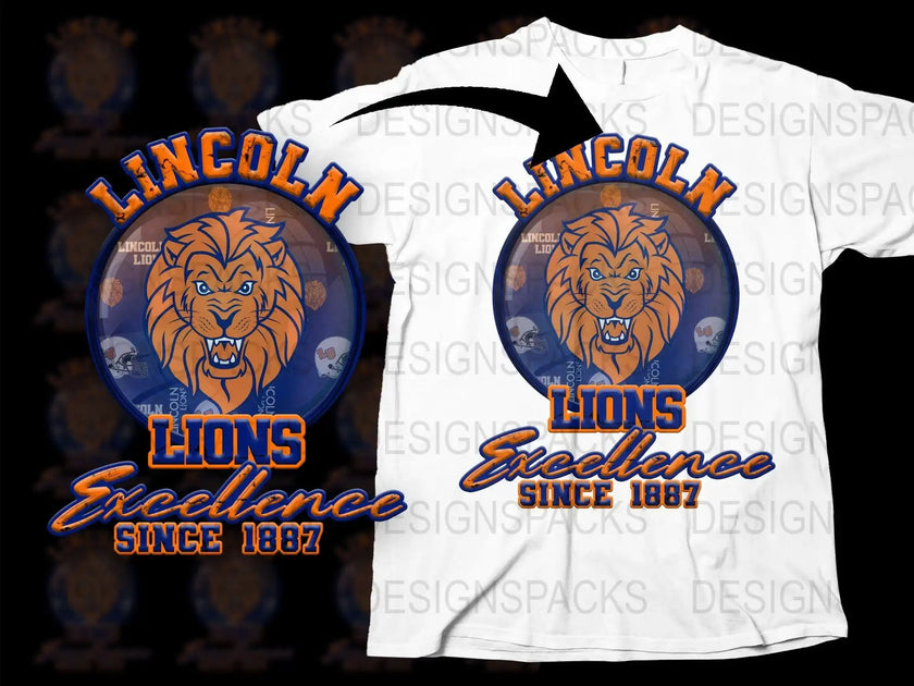 Lincoln Lions Excellence Since 1887 Png Digital Download