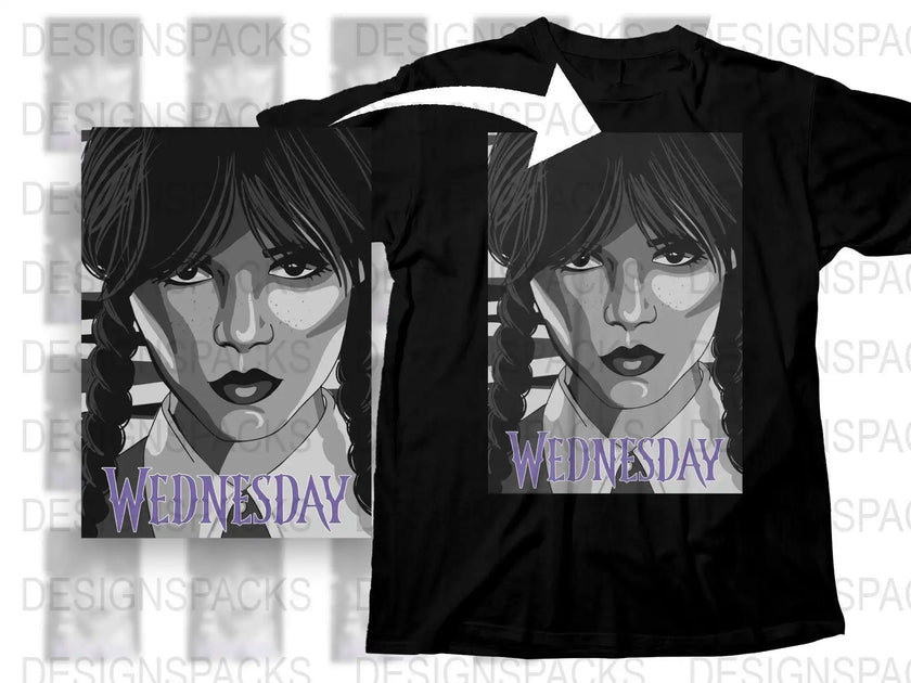 Iconic Wednesday Addams Character Graphic Png Digital Download