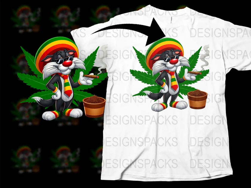 Cool Cat Smoking Joint Weed 420 Cartoon Png Digital Download