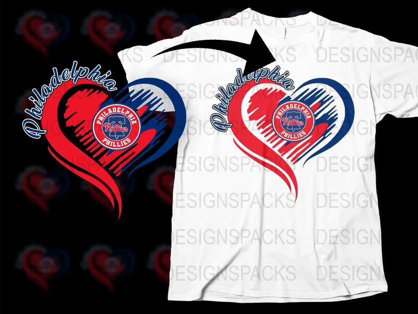 Philadelphia Phillies Heart Design Png Digital Download