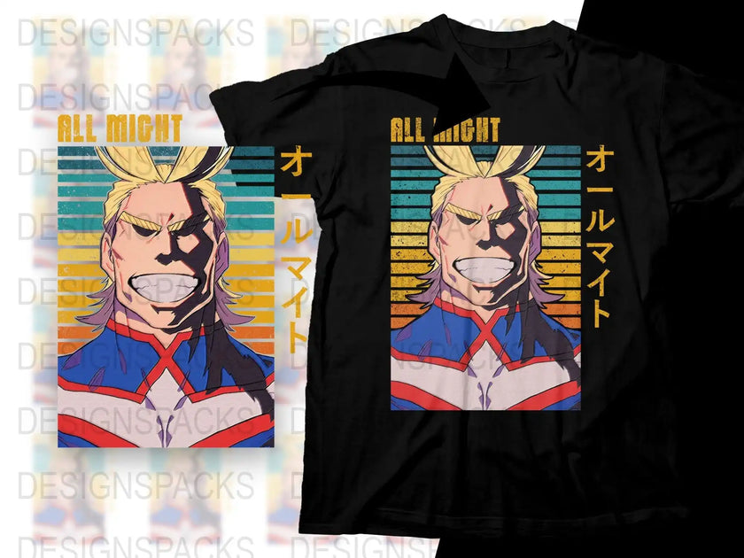 All Might Design Hero Anime Graphic Png Digital Download