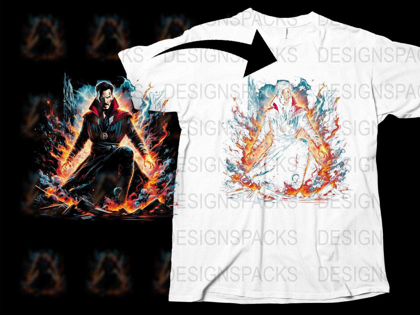 Doctor Strange Surrounded By Magic Flames Png Digital Download