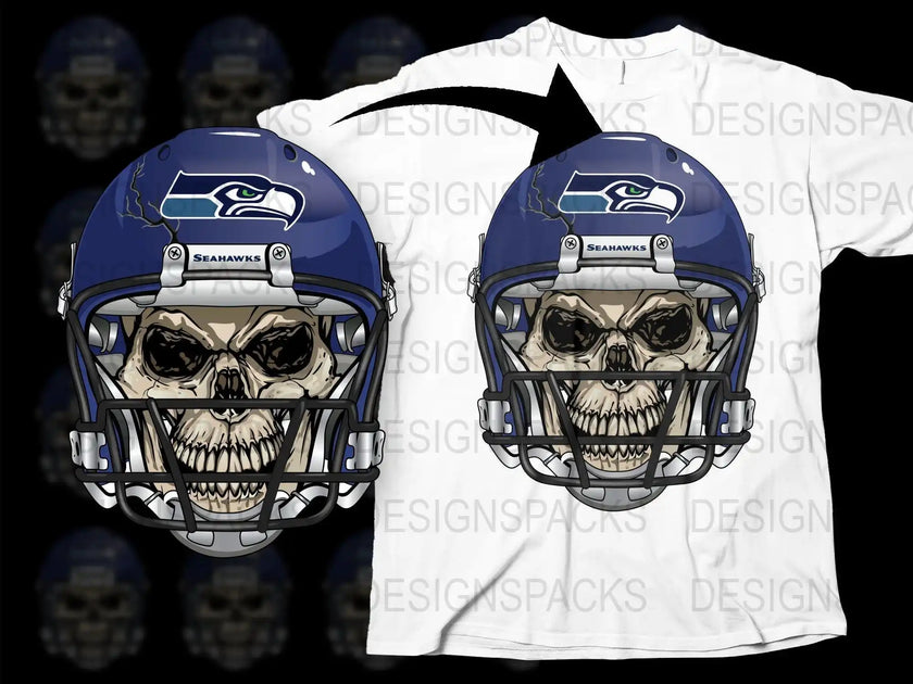 Seattle Seahawks Helmet Skull Football Png Digital Download