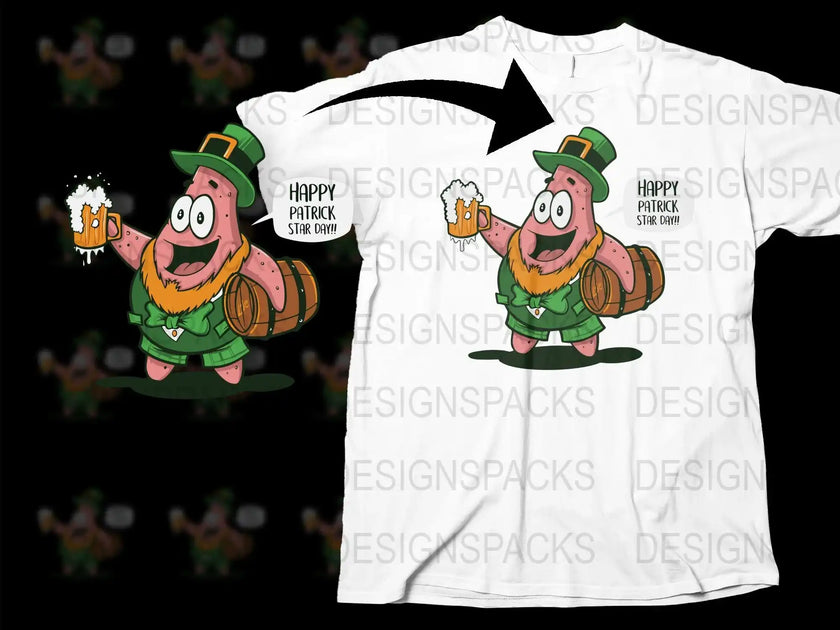 Celebrate St Patricks Day with Patrick Star Png Digital Download