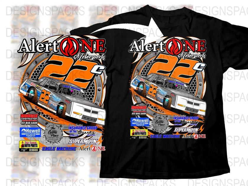 Stylish Race Car Graphic Alert ONE Motorsports Png Digital Download