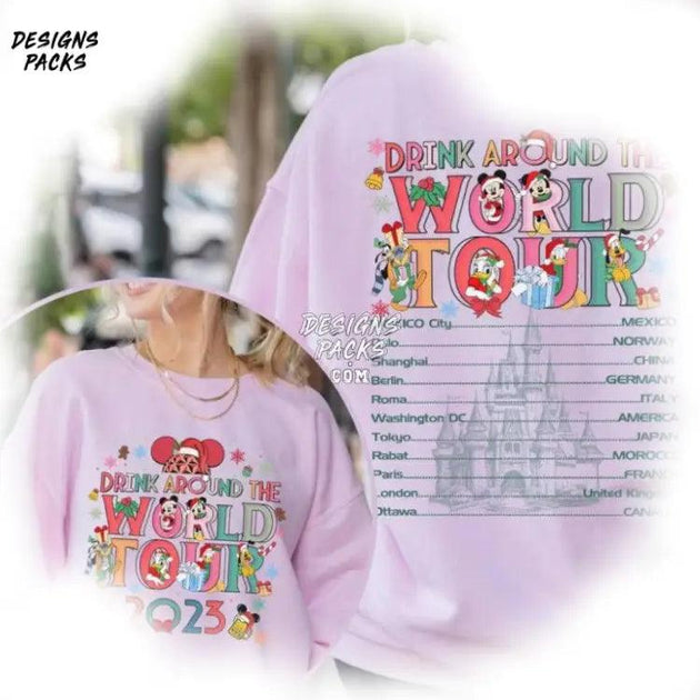 Epcot World Tour Epcot World Showcase Two Sided Cartoon Drink Around T