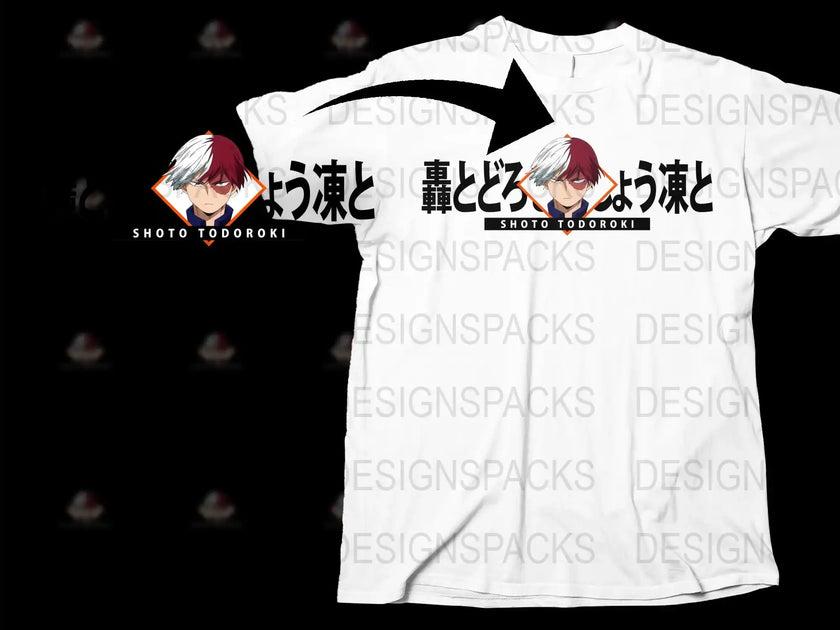 Shoto Todoroki With Japanese Text Style Design Png Digital Download