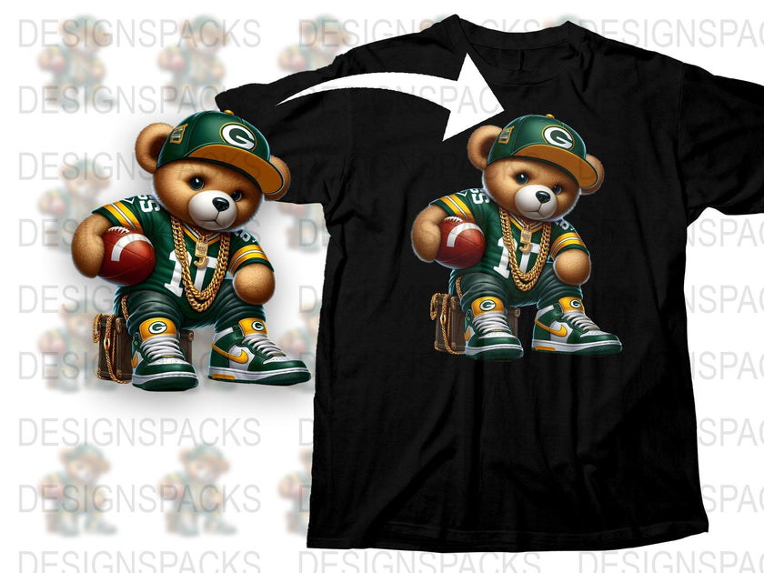 Green Bay Packers Teddy Bear Football Theme Png Digital Download