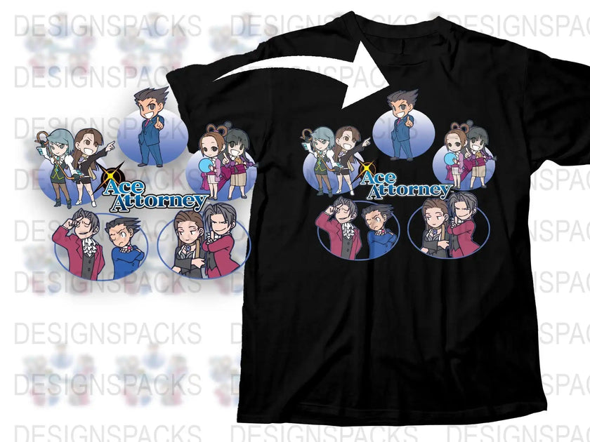 Classic Ace Attorney Character Design Png Digital Download