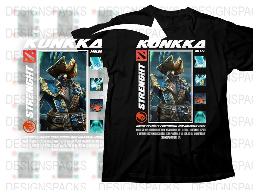 Dota 2 Kunkka Hero Skills Portrait Graphic Png Digital Download