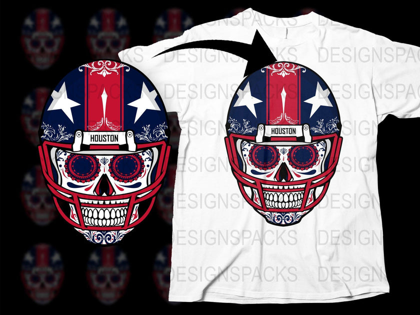 Houston NFL Team Sugar Skull Helmet Png Digital Download