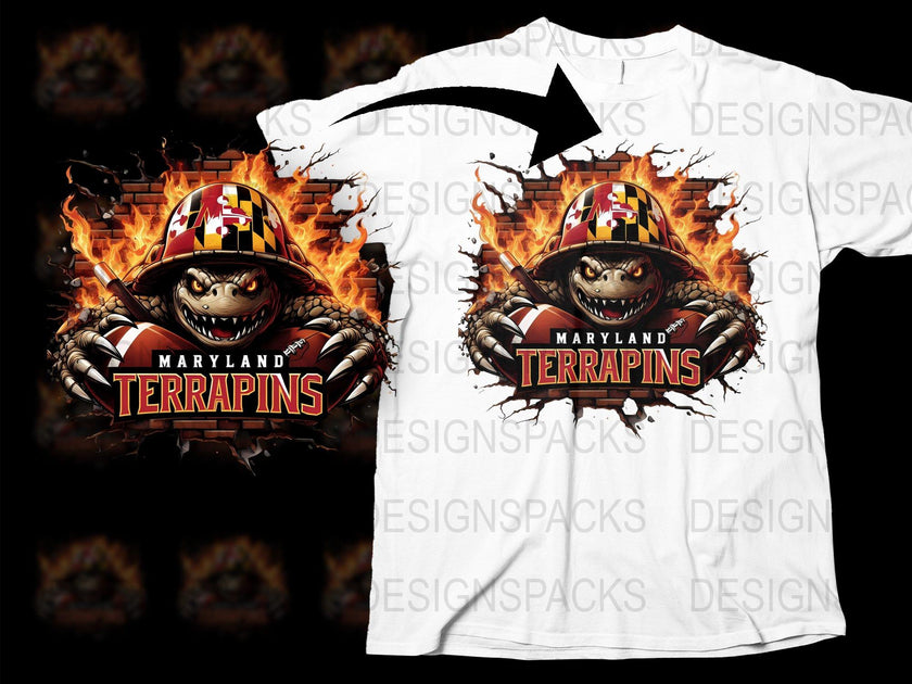 Fearsome Maryland Terrapins Exploding Style Png Digital Download