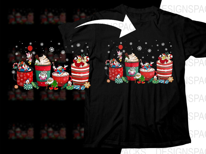 Festive Donald Duck Characters Holiday Cheer Png Digital Download