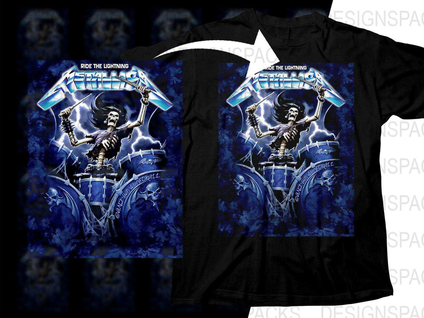 Metallica Ride The Lightning Skeleton Drummer Rock Album Png Halftone