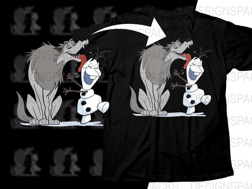 The Wolf and Olaf Celebrate Christmas in Style Png Digital Download