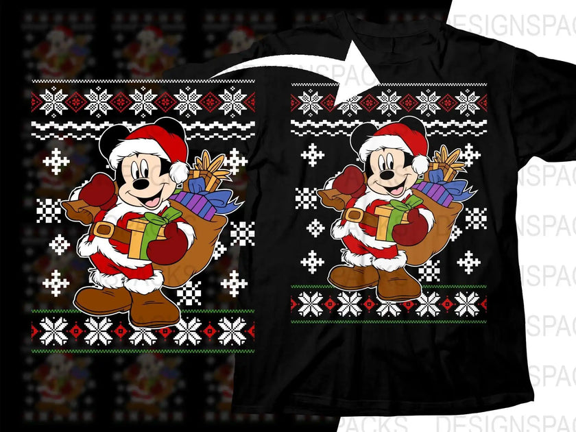 Mickey Mouse Christmas Gift Giving Cartoon Png Digital Download