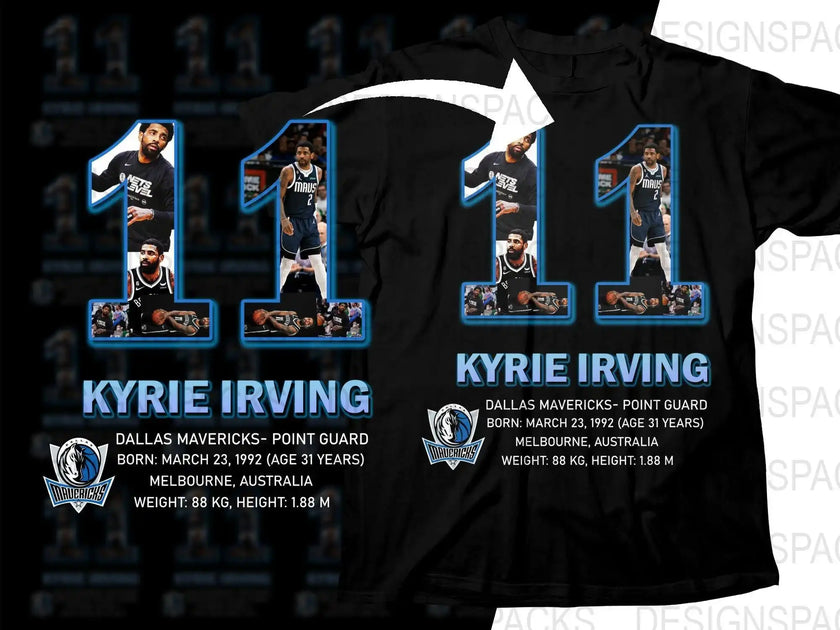 Mavericks Dallas Number 11 Kyrie Irving Basketball Star Bootleg Graphi