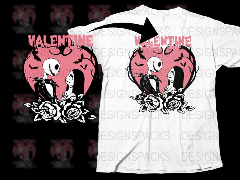 Valentine Skeleton Couple Roses Graphic Png Digital Download