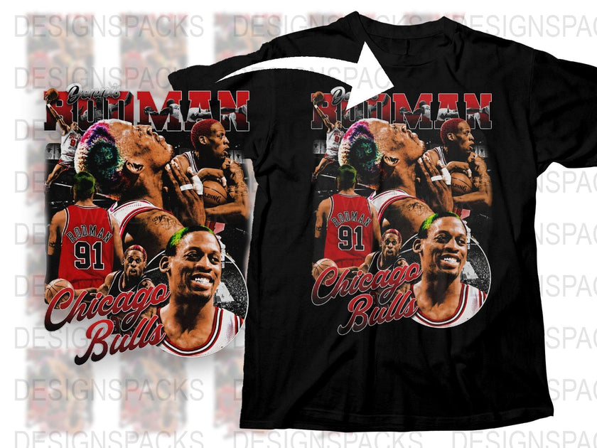 Dennis Rodman Chicago Bulls Collage Graphic Png Digital Download