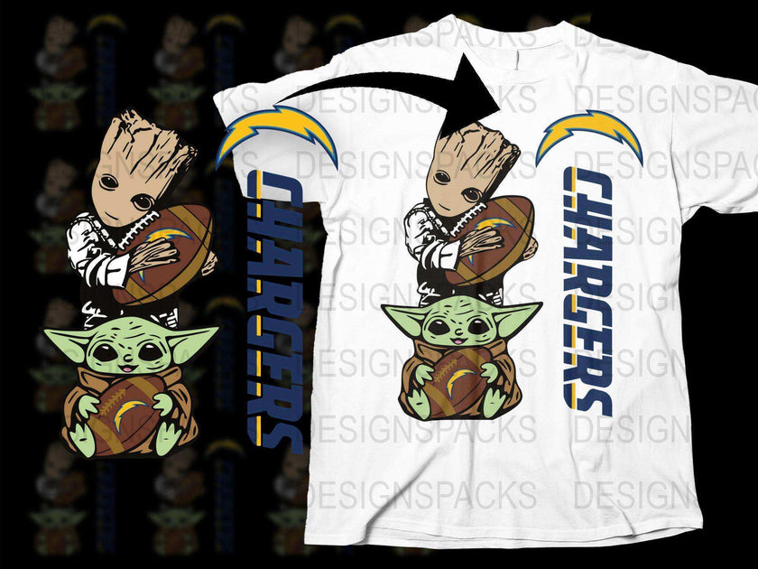 Groot Baby Yoda Play Ball With Chargers Logo Png Digital Download