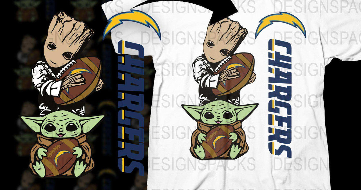 Groot Baby Yoda Play Ball With Chargers Logo Png Digital Download ...