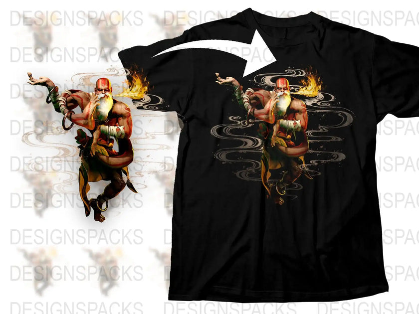 Unique Illustrated Dhalsim Character Graphic Png Digital Download