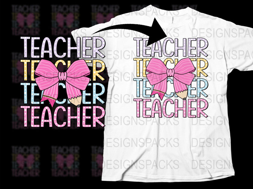 Teacher Pastel Colors Pencil Cartoon Png Digital Download