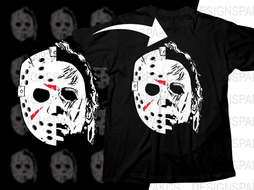 Halloween Slasher Movie Mask Split Design Png Digital Download